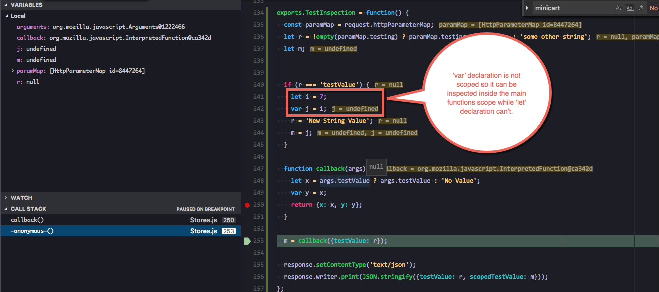 Variables in controllers that are defined with 'let' are not visible in ...