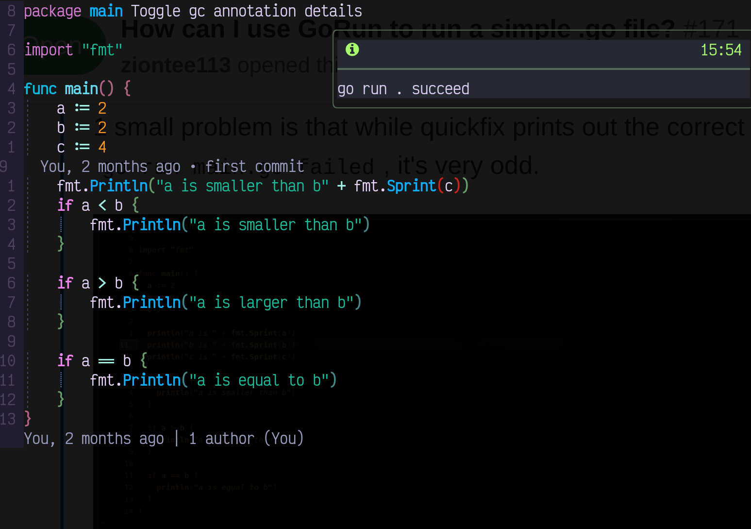 Notify message for GoRun shows 'go run main.go failed' when runs succeed · Issue #171 · ray-x/go ...