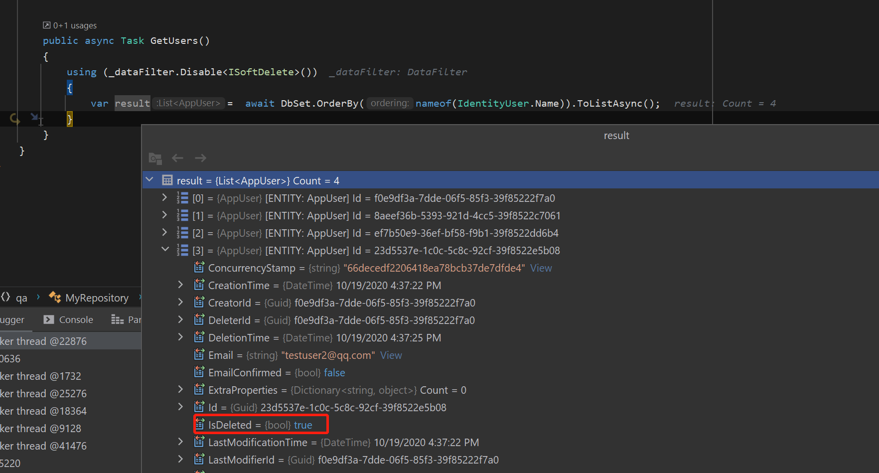 filter `ISoftDelete` has stopped working with the release of `3.3.0-rc.1` · Issue #5837 ...