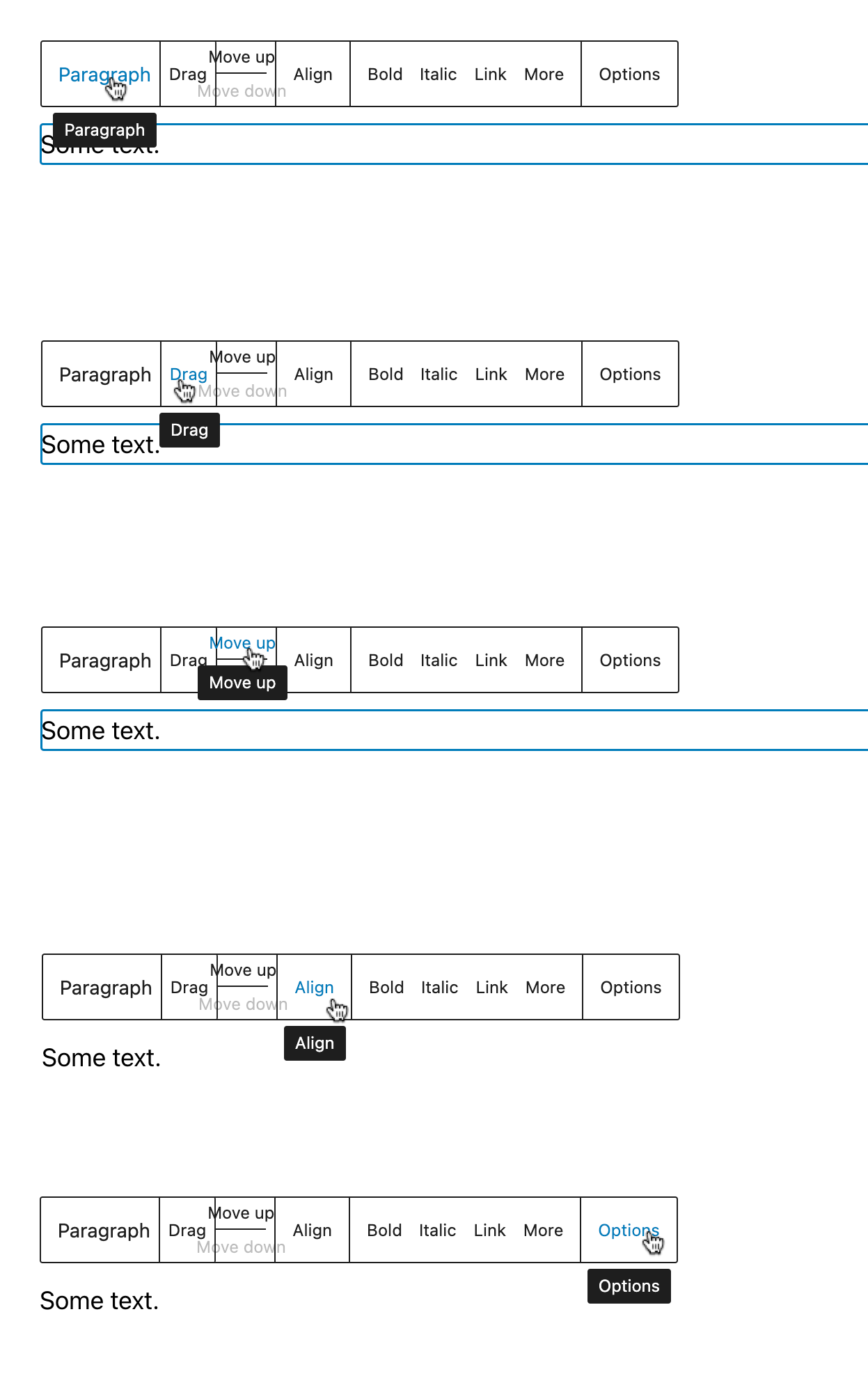 Block Toolbar Buttons That Have Visible Text Should Not Use Tooltips · Issue 42811 · Wordpress