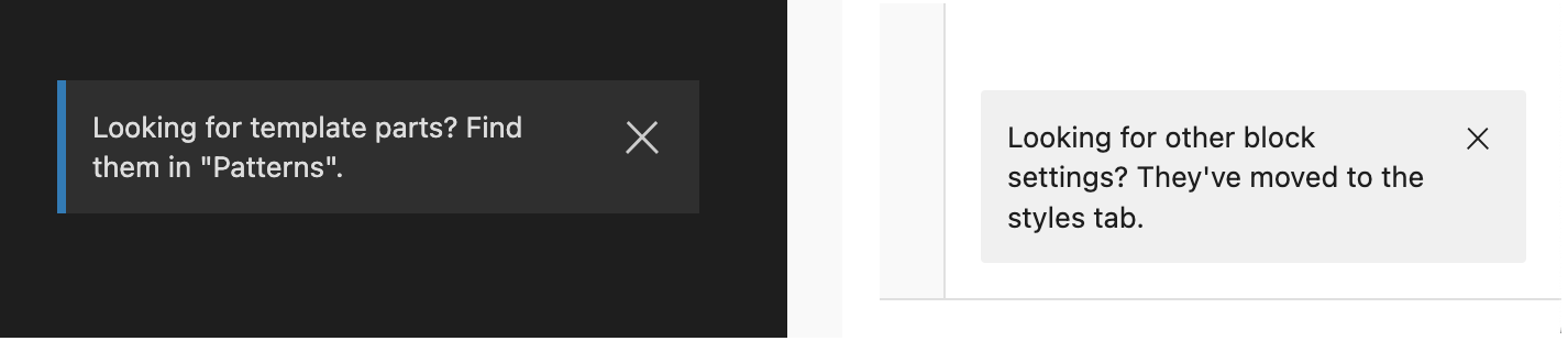 Replace inconsistent InspectorControlsTabsHint with a Notice · Issue #54689 · WordPress ...