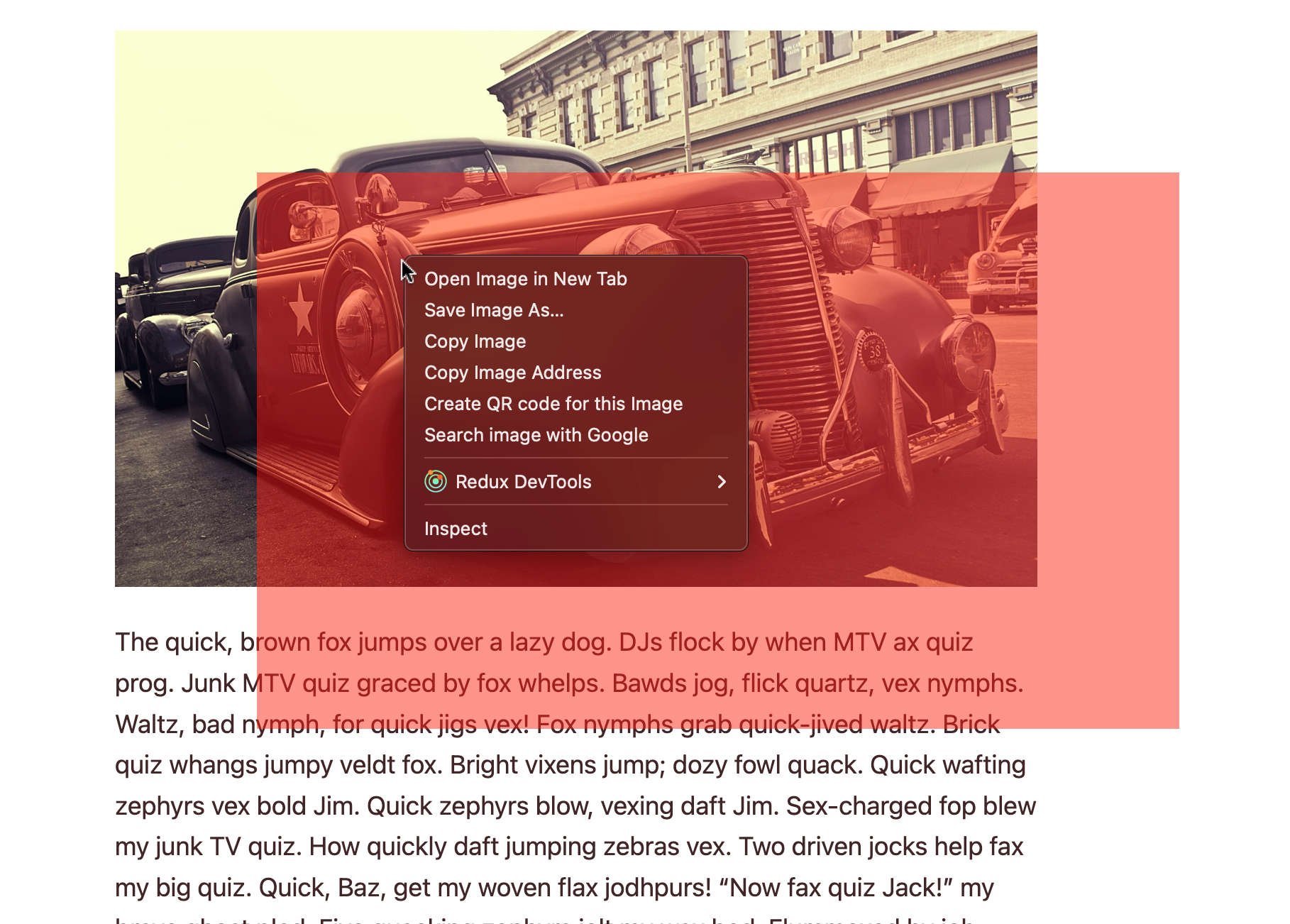 Image block lightbox: do not overlay the image with a transparent ...