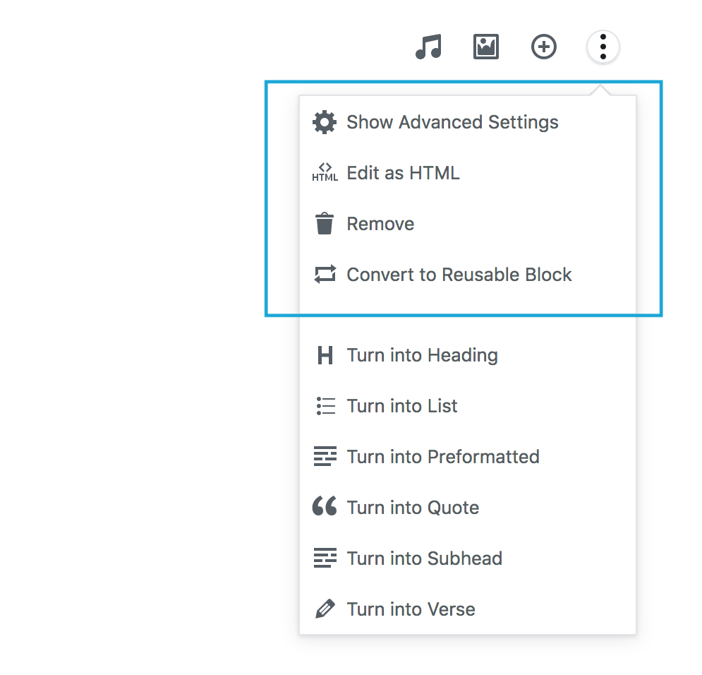 Blocks "More Options" menu: arrow navigation doesn't work on all the ...