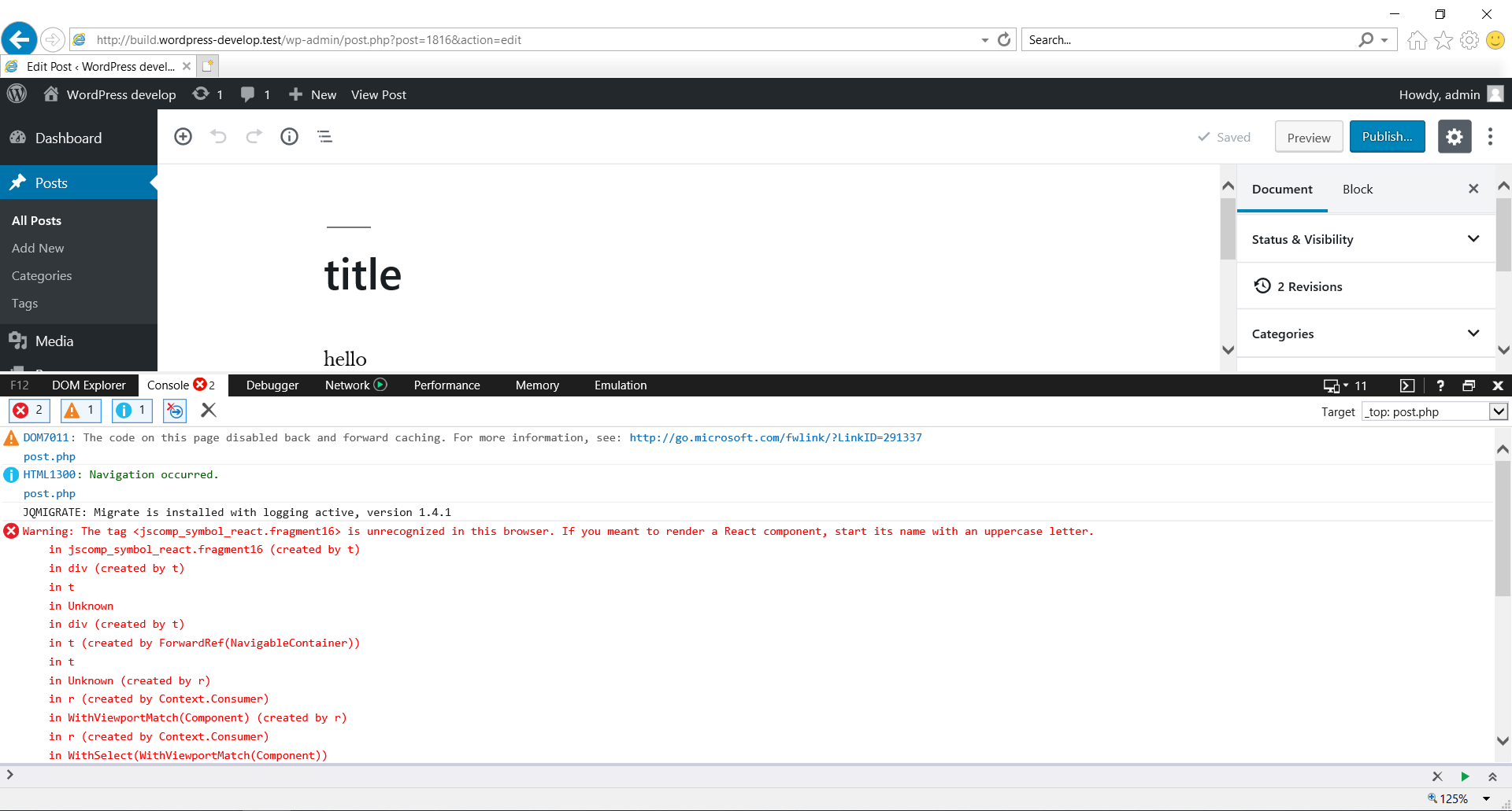IE11: JS warnings: the tag `jscomp_symbol_react...` is unrecognized in ...