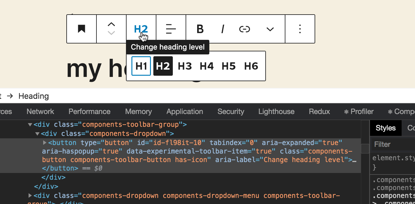 The Heading Block Change Heading Level Button Should Open A Menu Not The Heading Block Change Heading Level Button Should Open A Menu Not