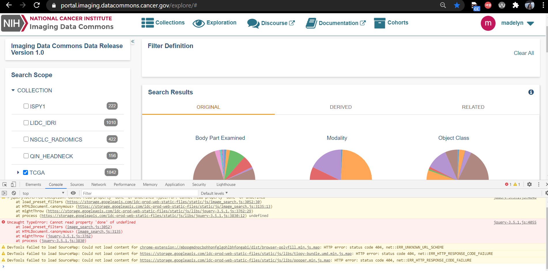 explore page pre-login bug on production tier · Issue #519 · ImagingDataCommons/IDC-WebApp · GitHub