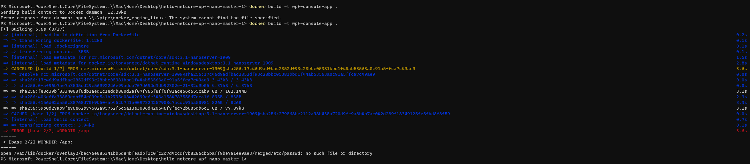 Error on Docker build · Issue #2 · tonysneed/hello-netcore-wpf-nano · GitHub