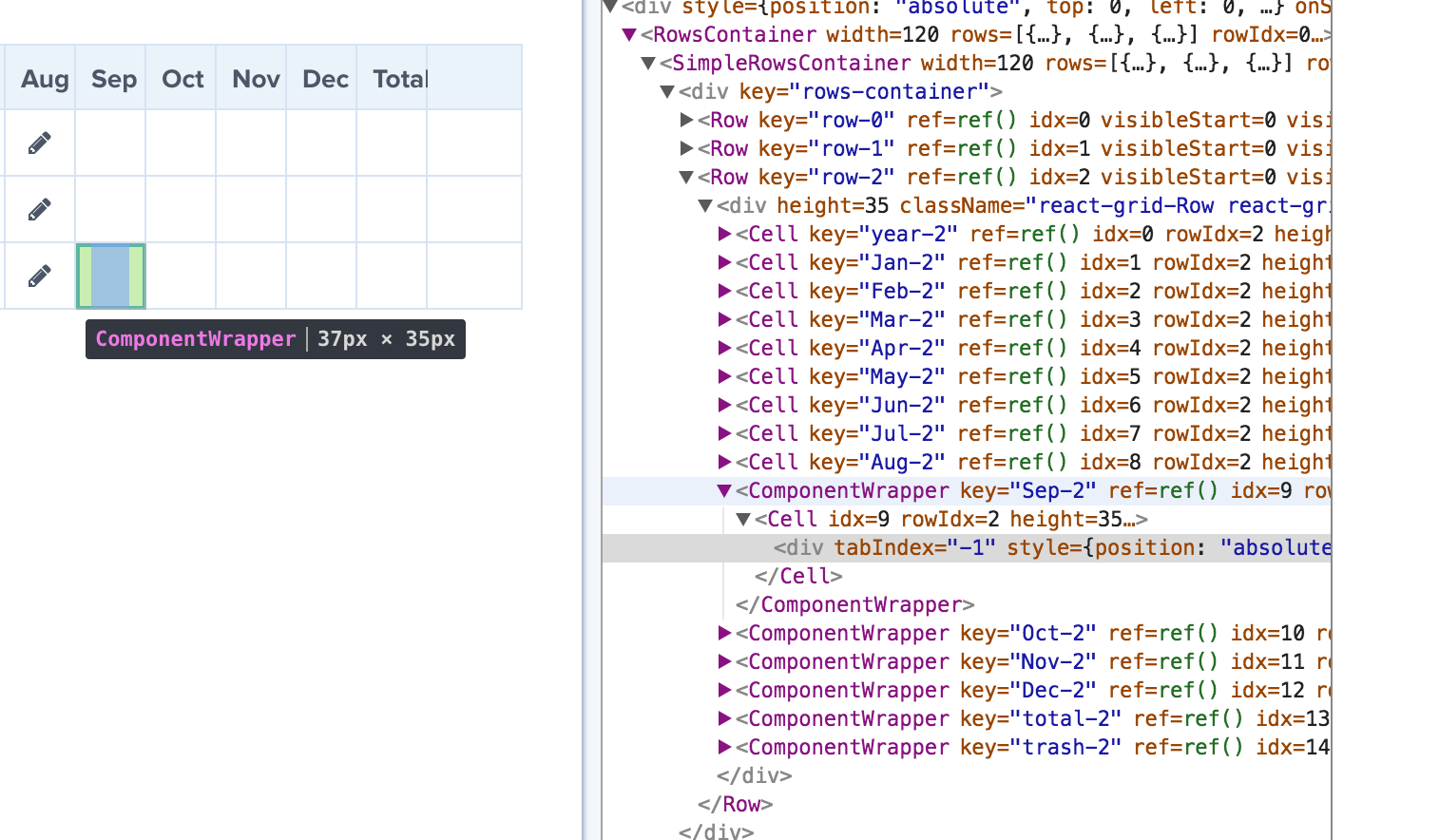 Values not showing up for right-hand column cells when the screen size is small. · Issue #840 ...
