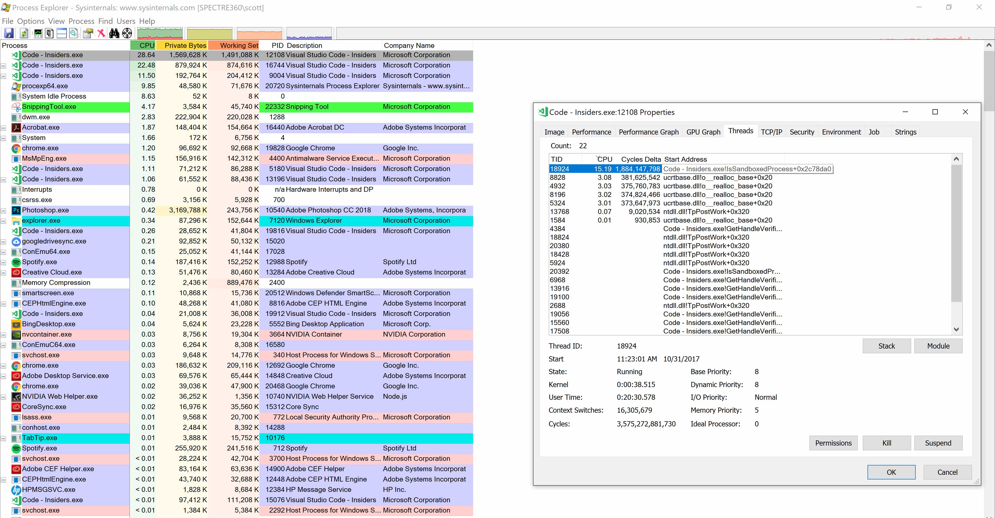 CPU load increases to 100% after some time · Issue #37122 · microsoft ...