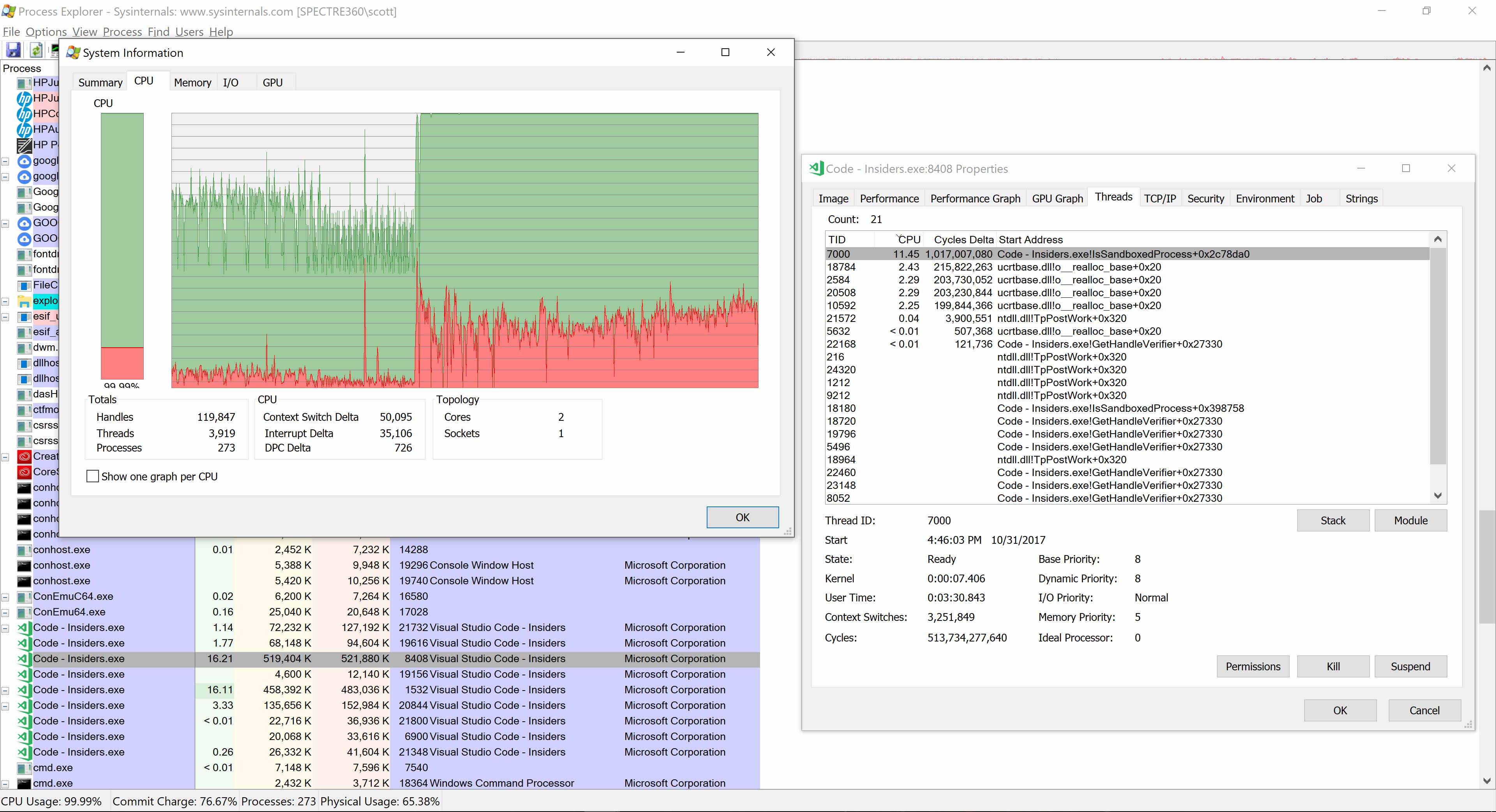 CPU load increases to 100% after some time · Issue #37122 · microsoft ...