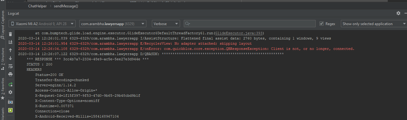 com.quickblox.core.exception.QBResponseException: Client is not, or no longer, connected ...
