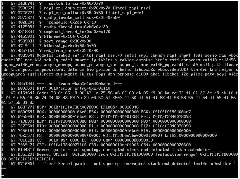 Kernel panic - not syncing: corrupted stack end detected inside scheduler · Issue #1622 ...
