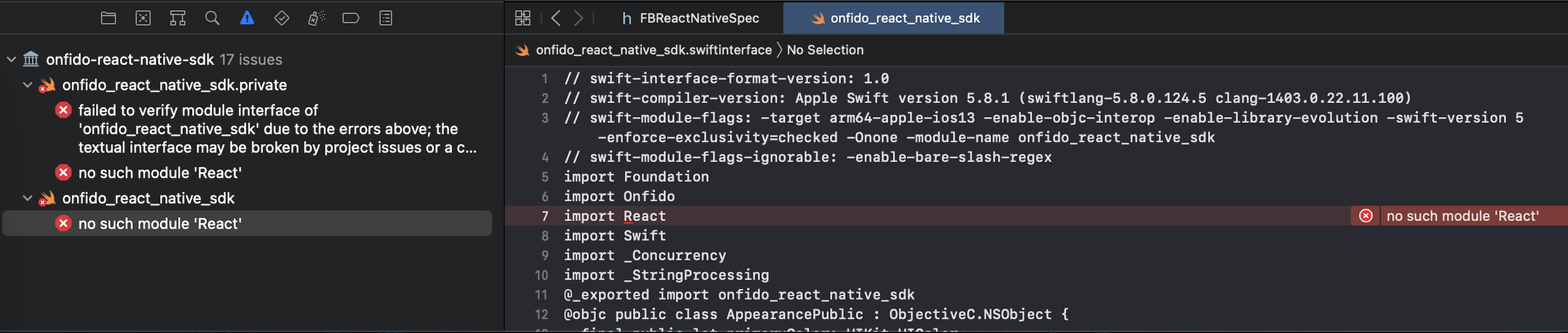 Xcode Run Build Onfido React Native Sdk No Such Module React · Issue 39605 · Facebook