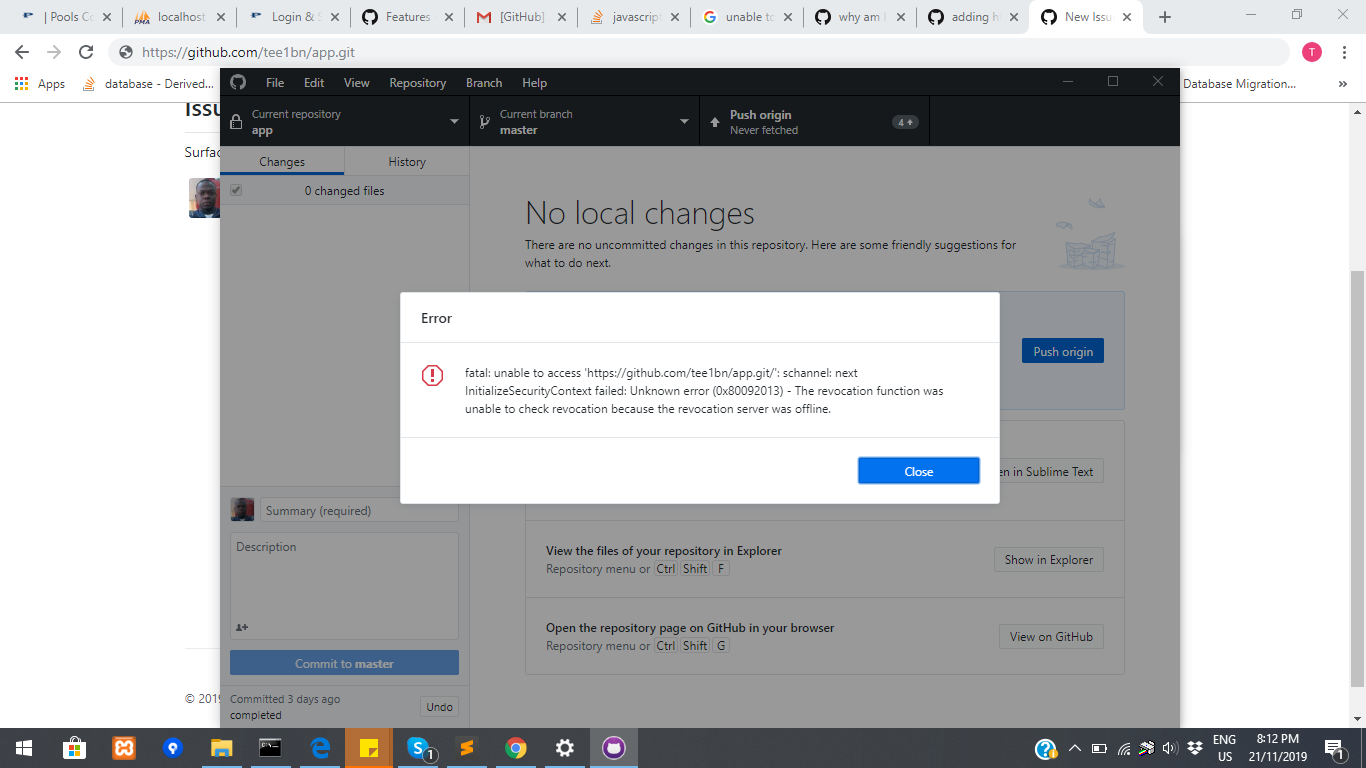 Push Error Revocation Server Offline · Issue 8633 · Desktop Desktop · Github
