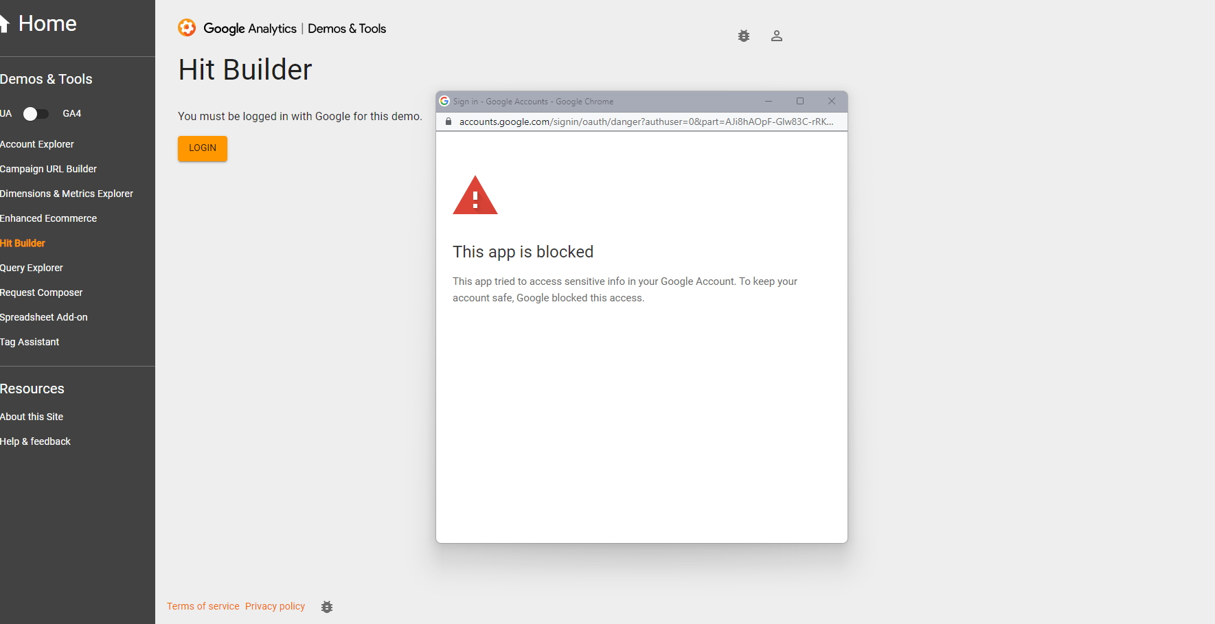 Can't log in with Google account · Issue #1109 · googleanalytics/ga-dev-tools · GitHub