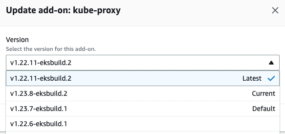 [EKS] [issue]: kube proxy says there is a newer version than v1.23.8-eksbuild.2 · Issue #1892 ...