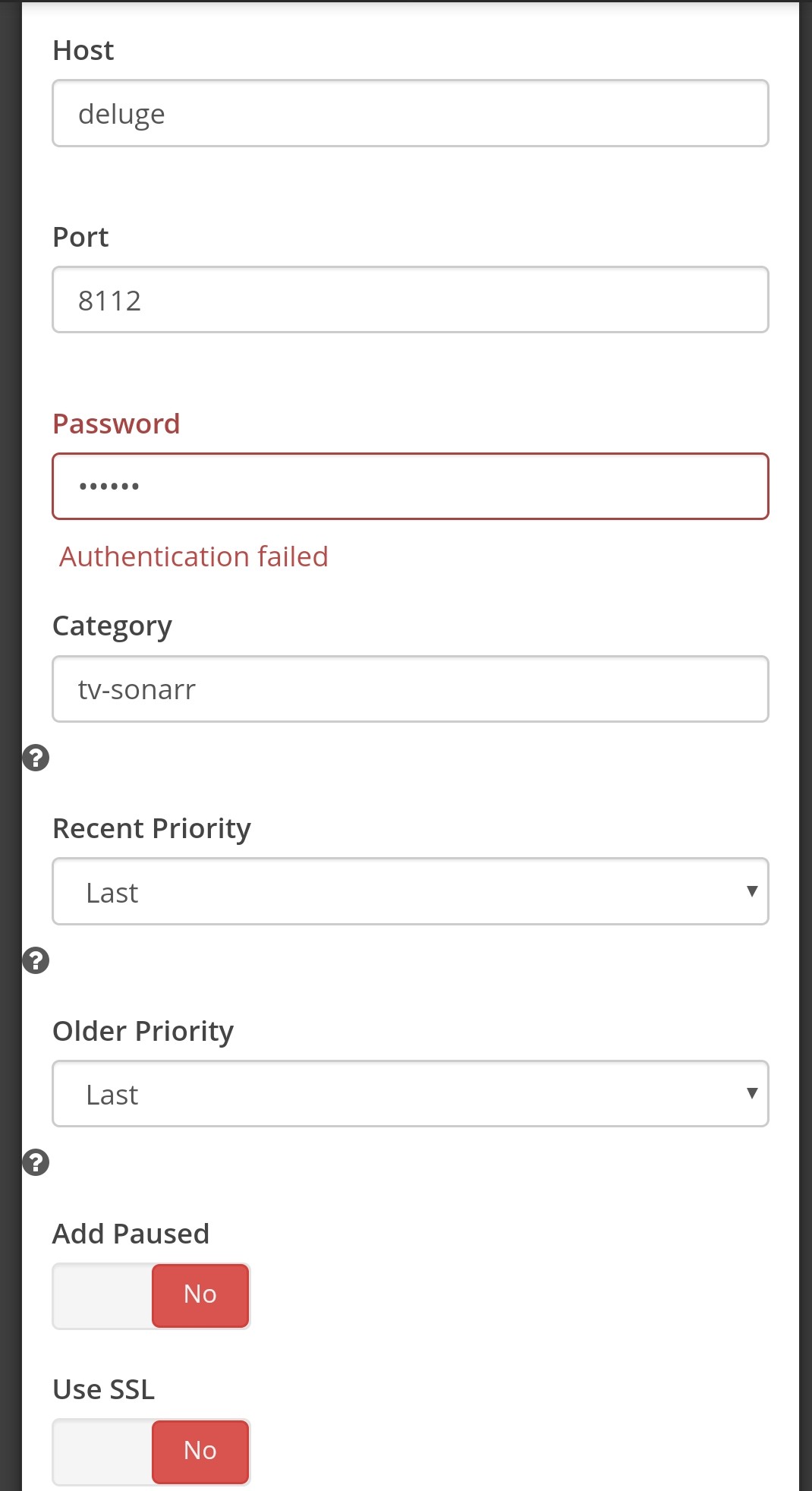 Can't add Deluge to Sonarr (authentication failed) · Issue #83 · TechPerplexed/Gooby · GitHub