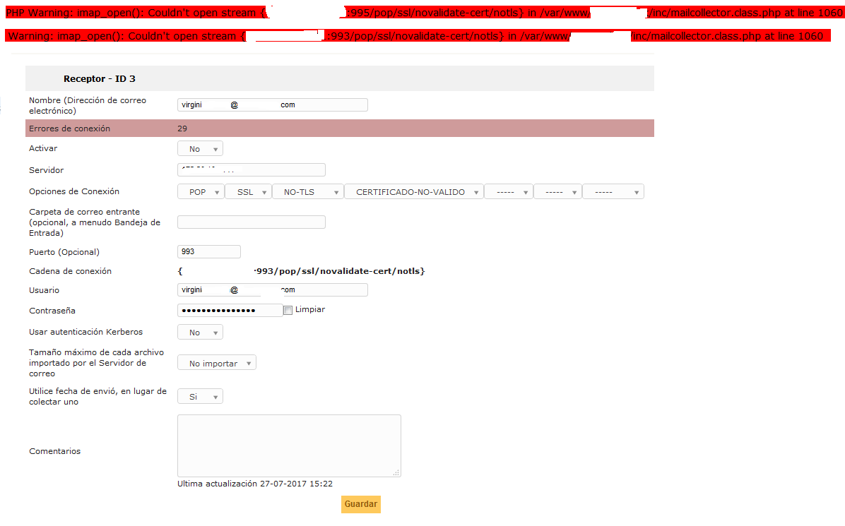 Mail Receiver Error Php Warning Imapopen · Issue 2523 · Glpi Projectglpi · Github