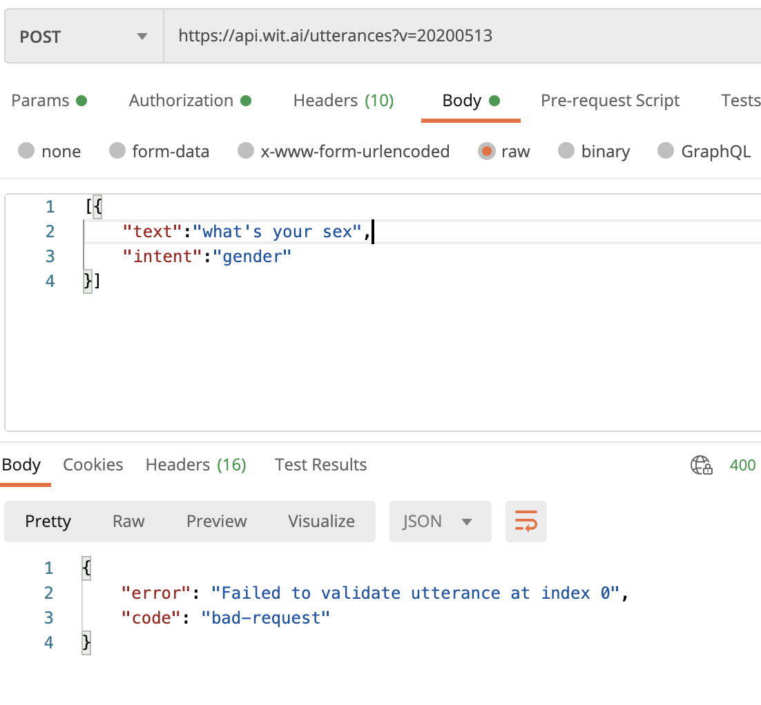 Failed to validate utterance: POST /utterances · Issue #2125 · wit-ai/wit · GitHub