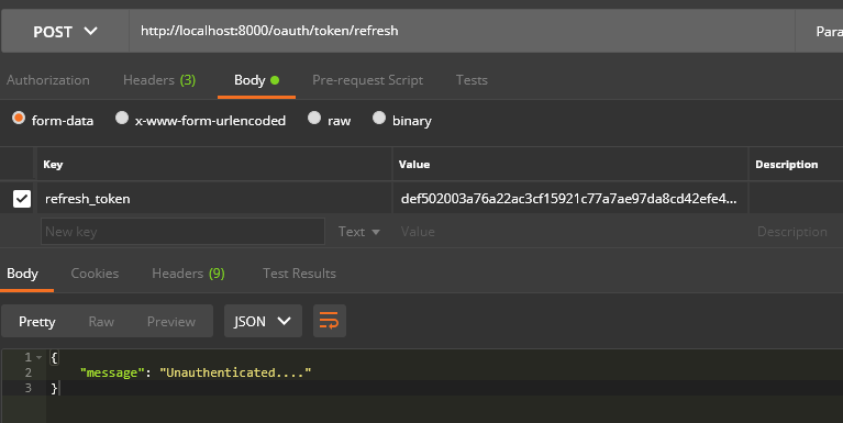 "oauth/token/refresh" always returning unauthenticated · Issue #993 · laravel/passport · GitHub