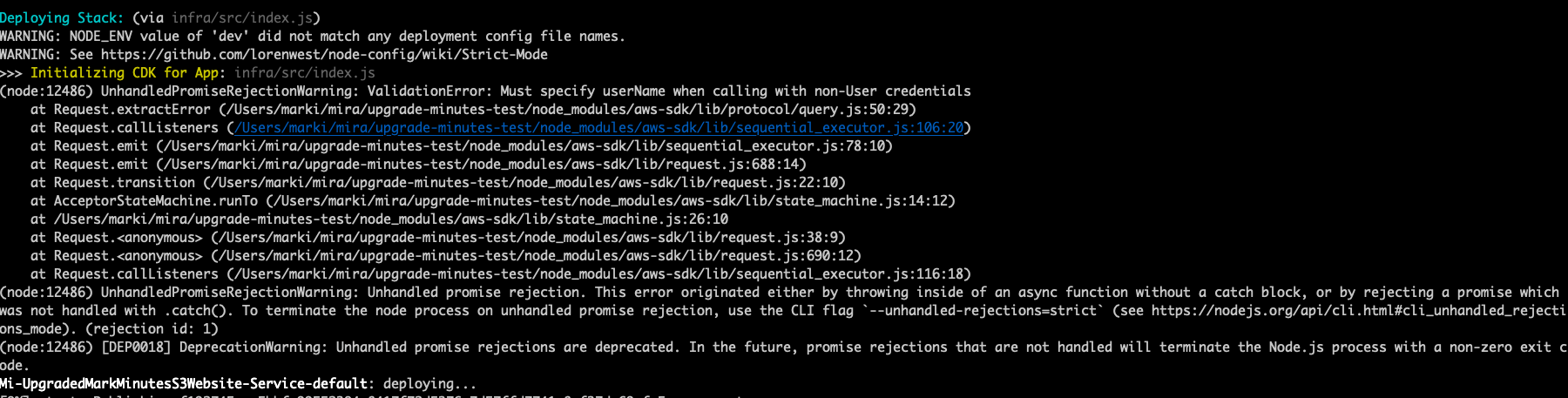 Unhandled Promise Rejection on Deploy · Issue #87 · nearform/mira · GitHub