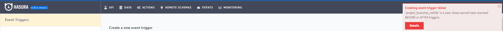 Server Hasura Event On View Errors Is A View Views Cannot Have Row Level Before Or After