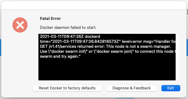 Docker Desktop fails to start with dockerd error about swarm manager · Issue #5447 · docker/for ...
