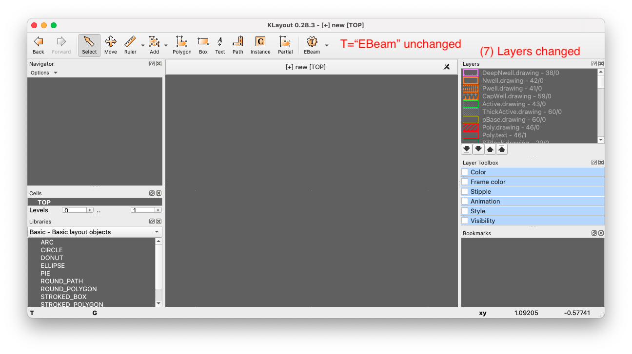 MacOS: "T" label not updated when changing the technology · Issue #1254 · KLayout/klayout · GitHub
