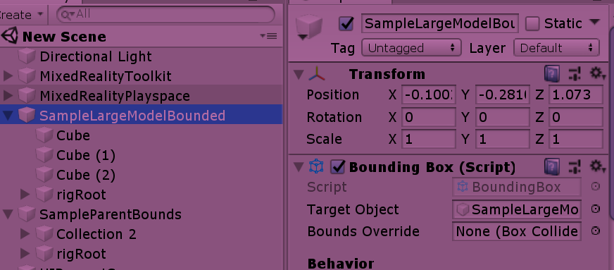 Bounding box scaling varies based on whether the box is directly on the target/collider or ...
