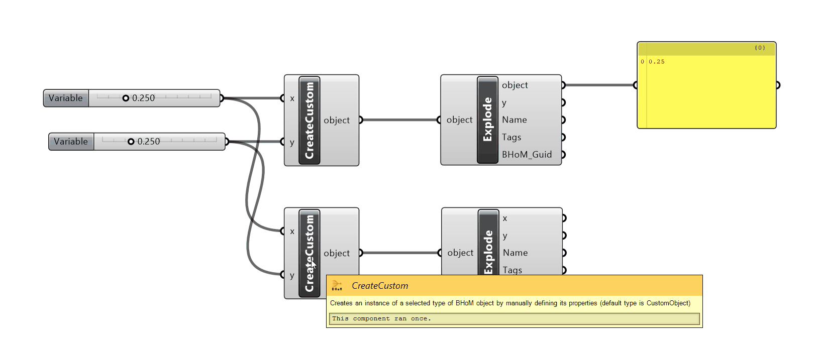 Disabling and enabling a CreateCustom component causes the name of the first property to be ...