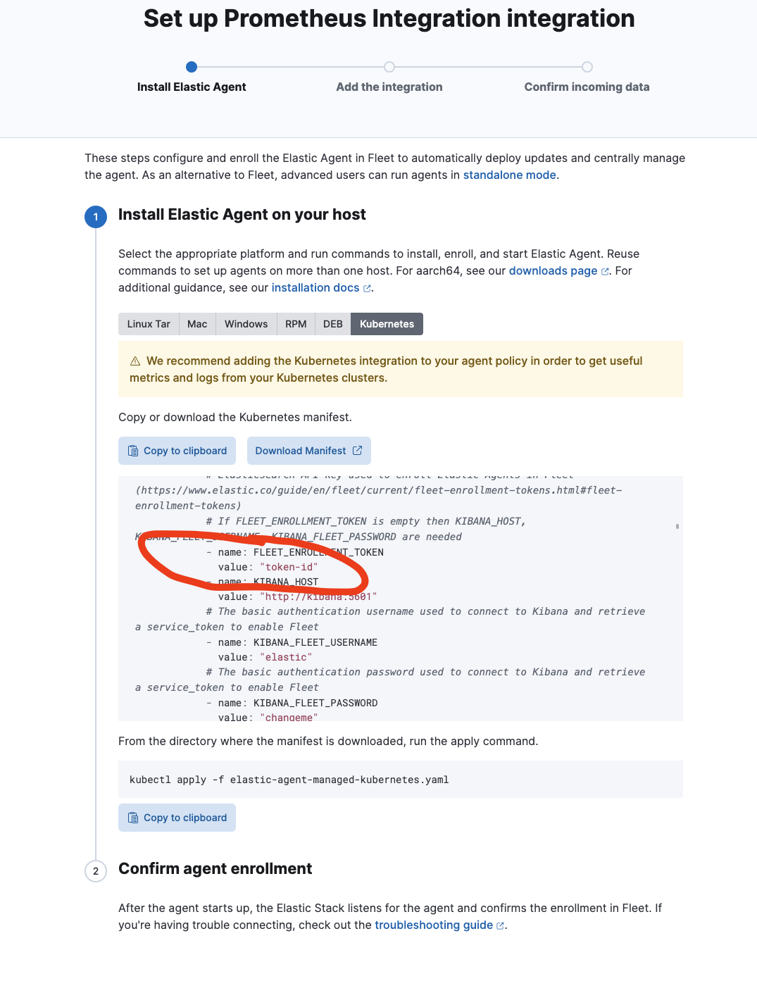 Fix Fleet Enrollment Token Value during the new step approached installation of integrations ...