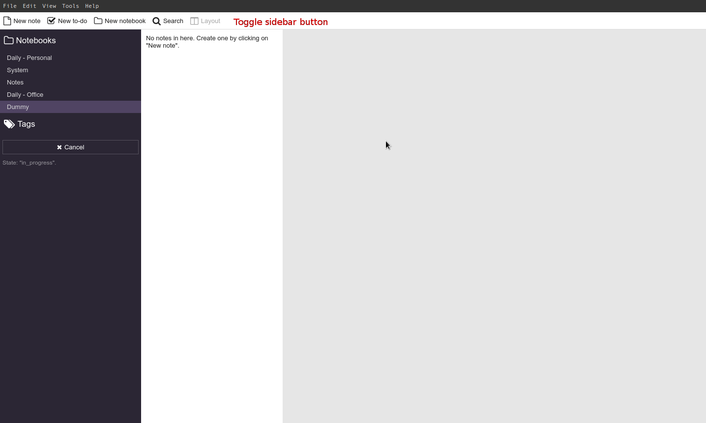 Option to toggle sidebar · Issue #183 · laurent22/joplin · GitHub