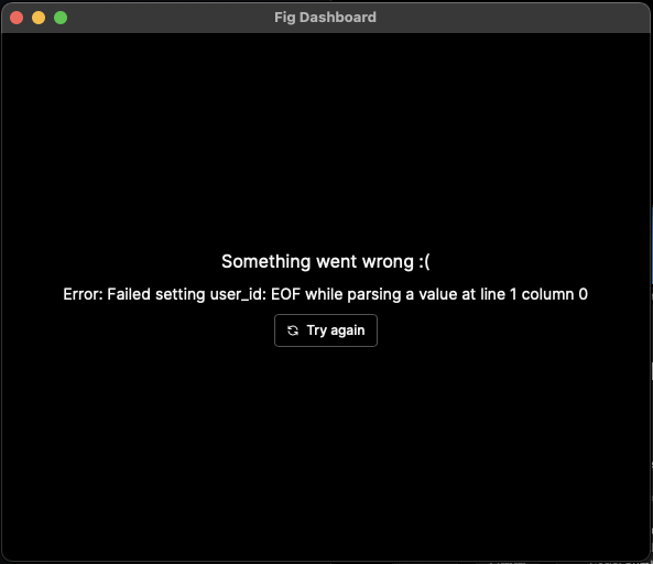 Something went wrong :( Error: Failed setting user_id: EOF while parsing a value at line 1 ...