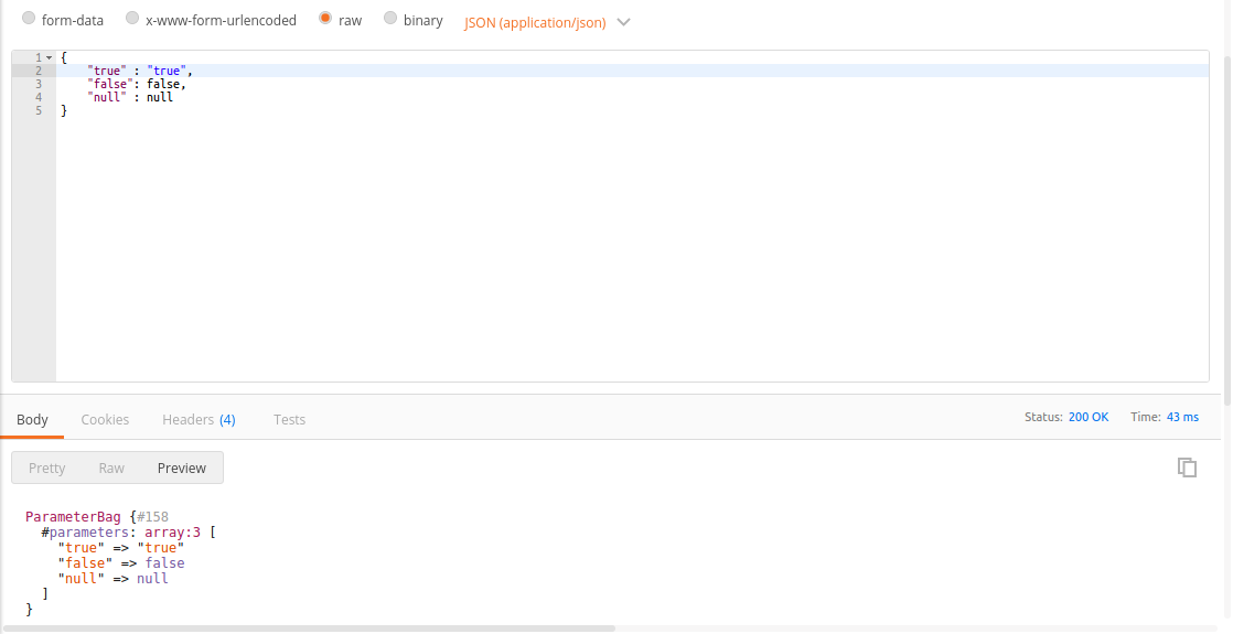 Request json() inconsistencies with scalar values like false, true and ...