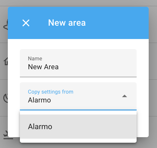 Dropdown box in new area dialog cannot be selected · Issue #491 · nielsfaber/alarmo · GitHub