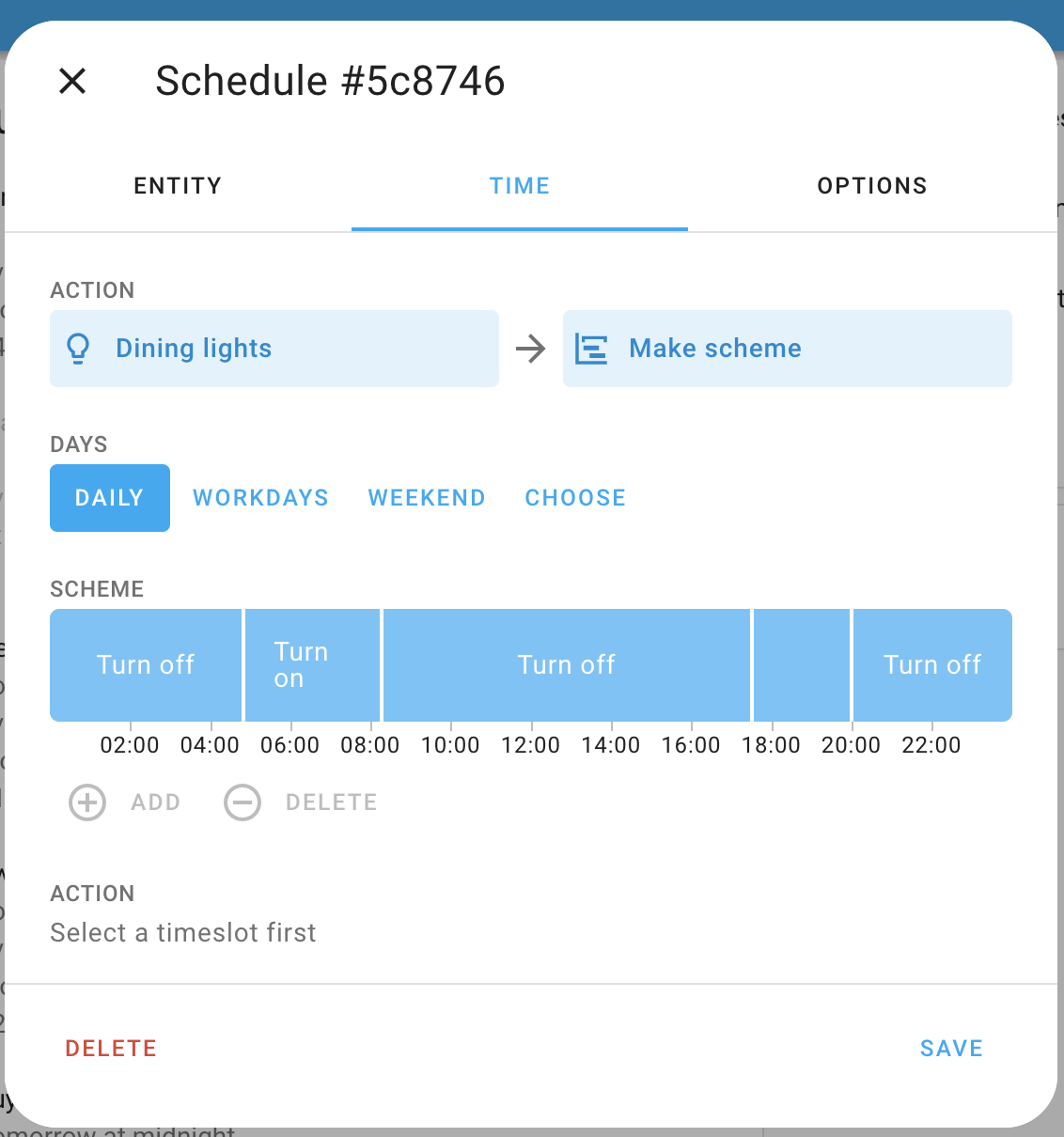 Additional row added on several schedules - lights coming on in the middle of the night · Issue ...