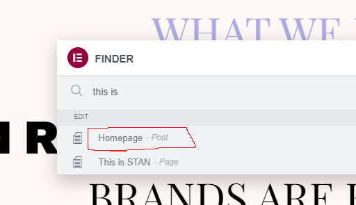 โ ๐ Bug Report Finder Showing Homepage As Post Should Be Page ยท Issue 21042 ยท Elementor