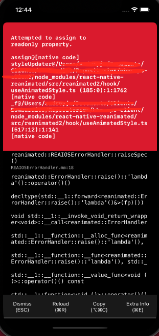 Attempt To Assing To Readonly Property In Reanimated 2143 No Hermes · Issue 3978 · Software