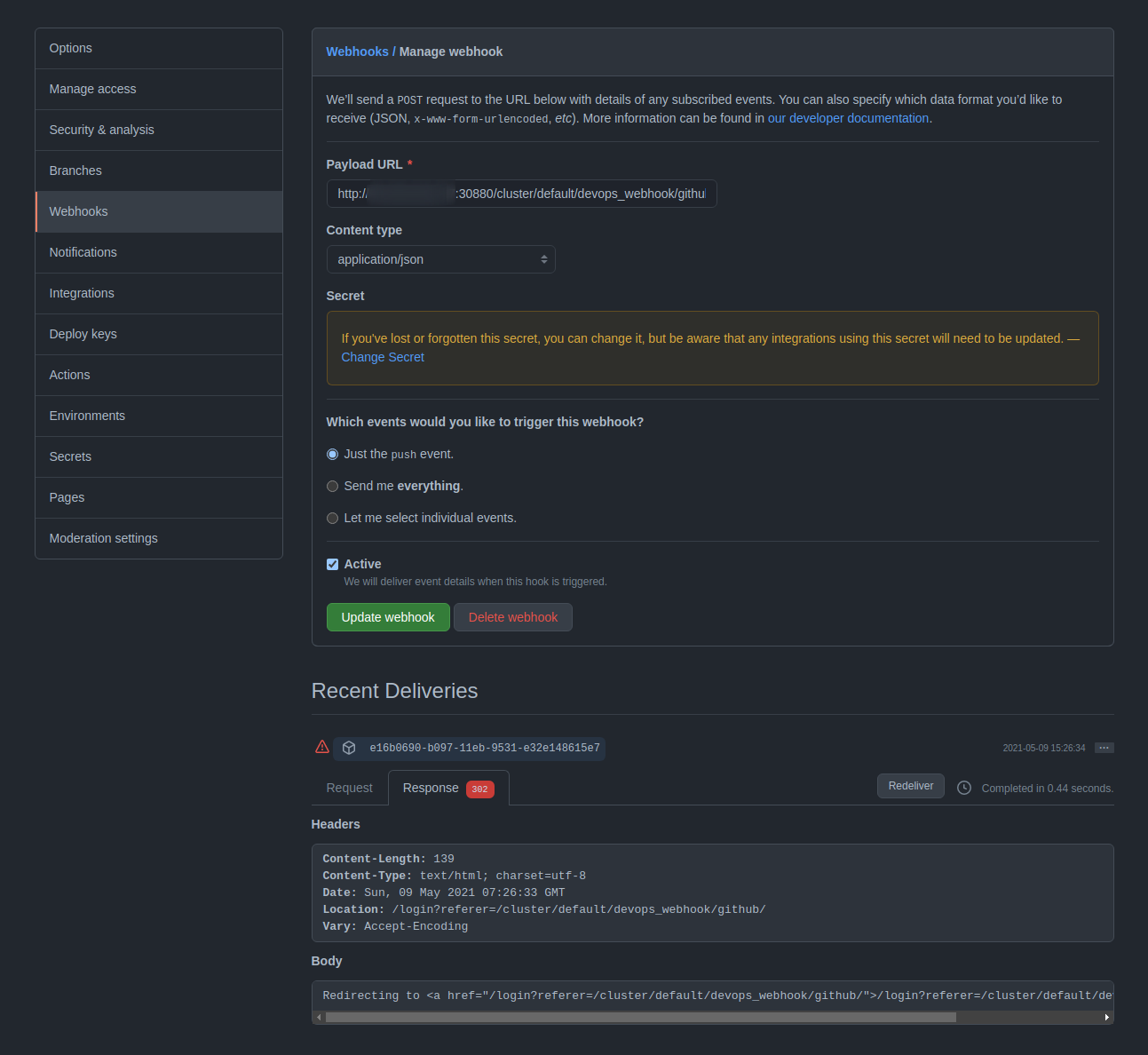 Invalid webhook push setting in pipeline · Issue #3857 · kubesphere/kubesphere · GitHub