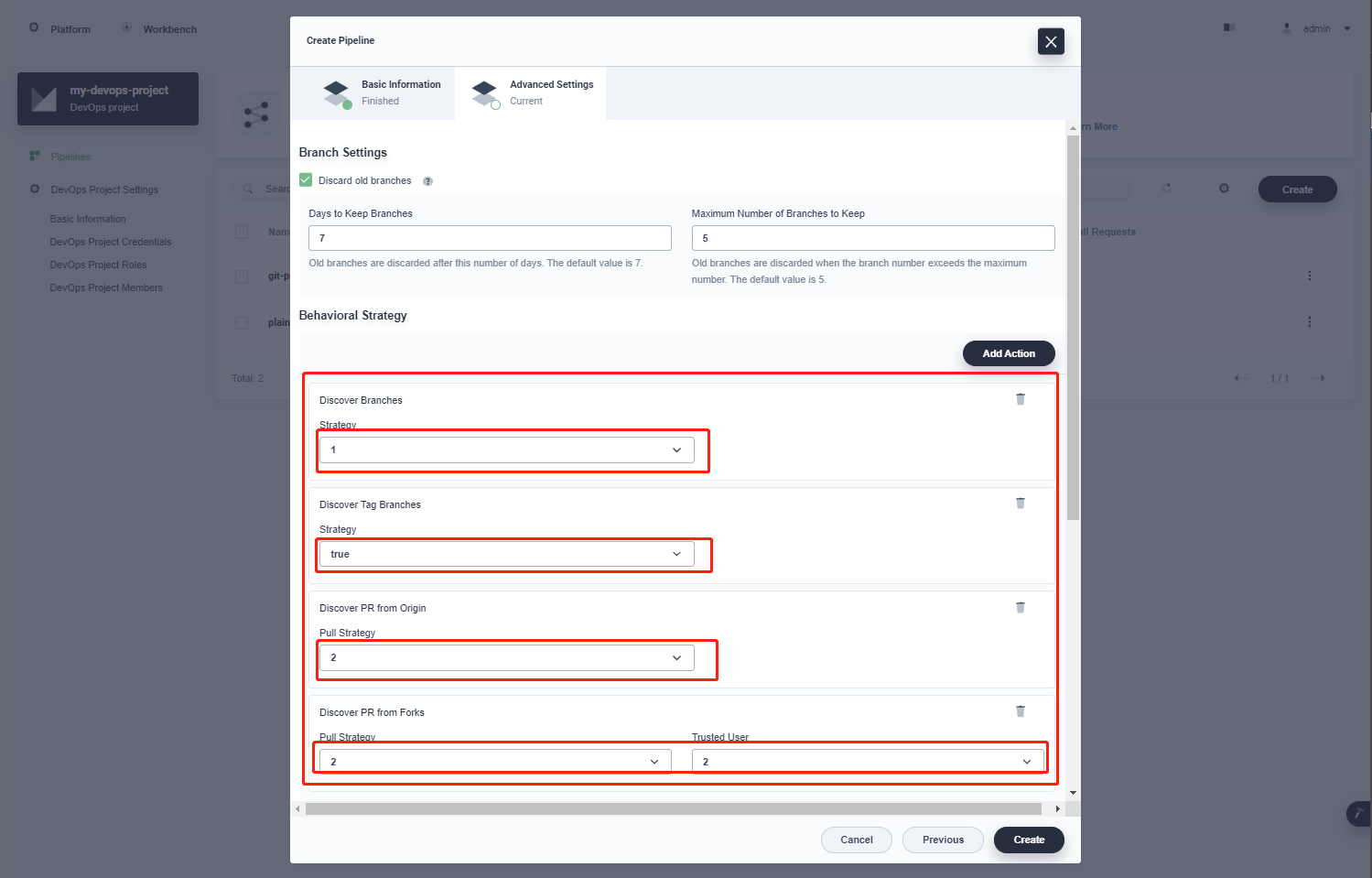 Incorrectly rendering selector of "Behavioral Strategy" in "Create Pipeline" modal · Issue #2456 ...