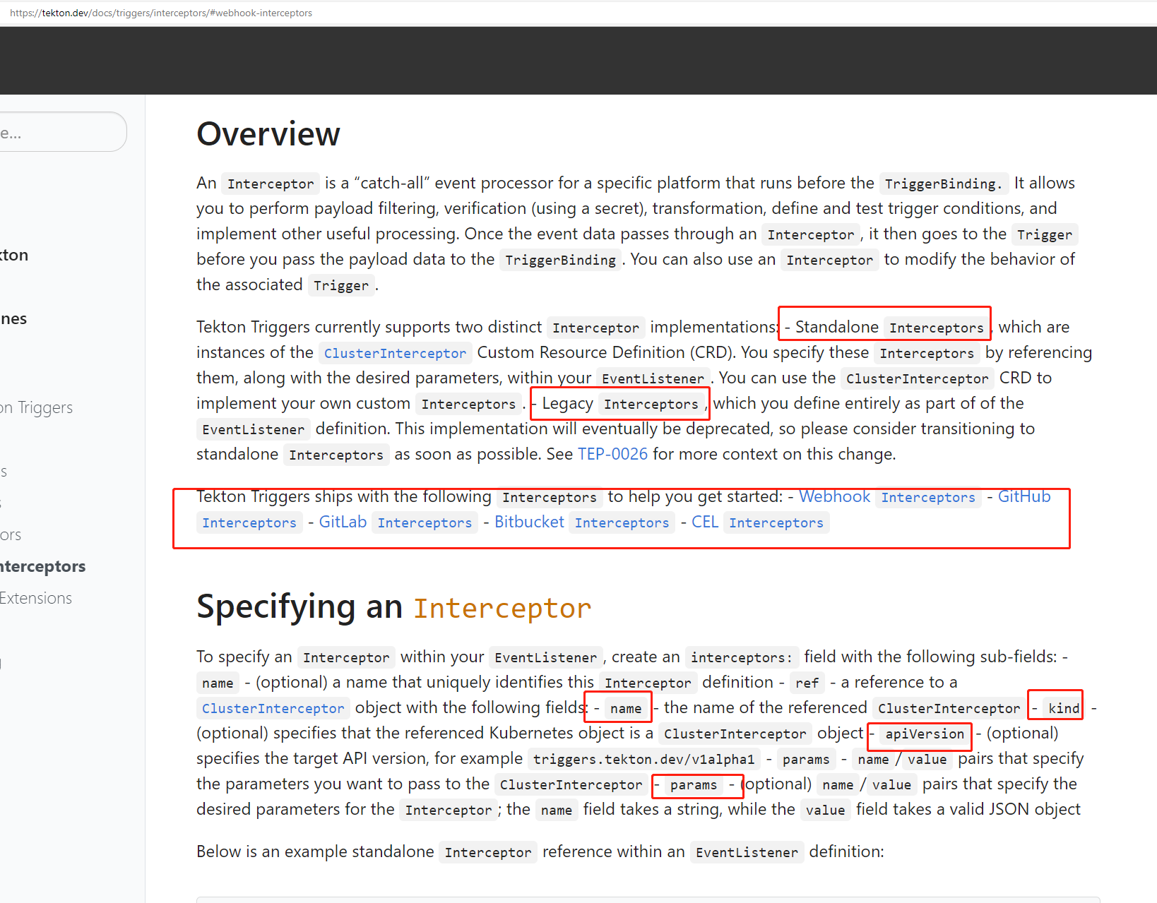 Incorrect list style in page of Configuring Interceptors · Issue #323 · tektoncd/website · GitHub