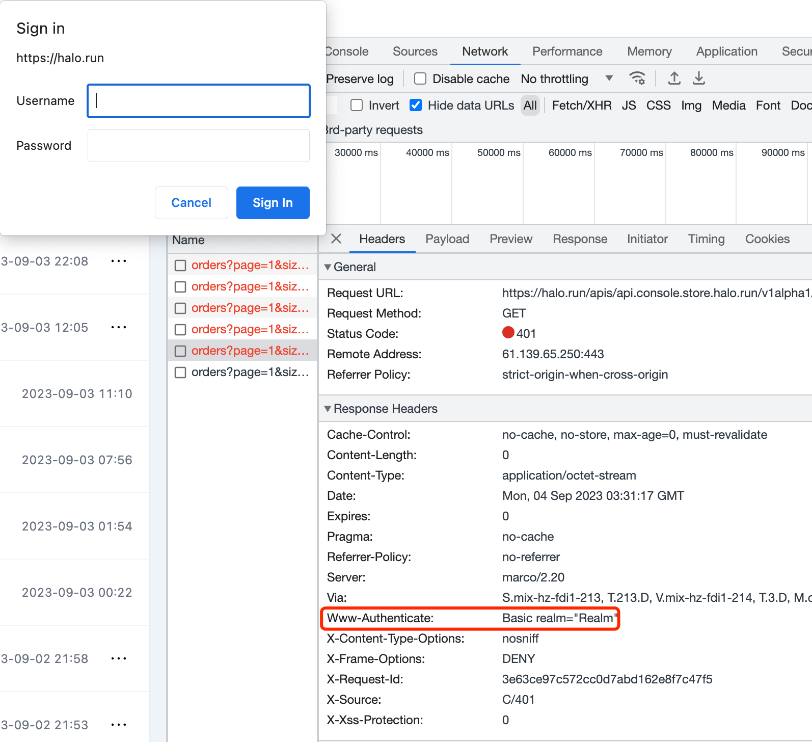 Prevent basic authentication from popping up · Issue #4547 · halo-dev/halo · GitHub