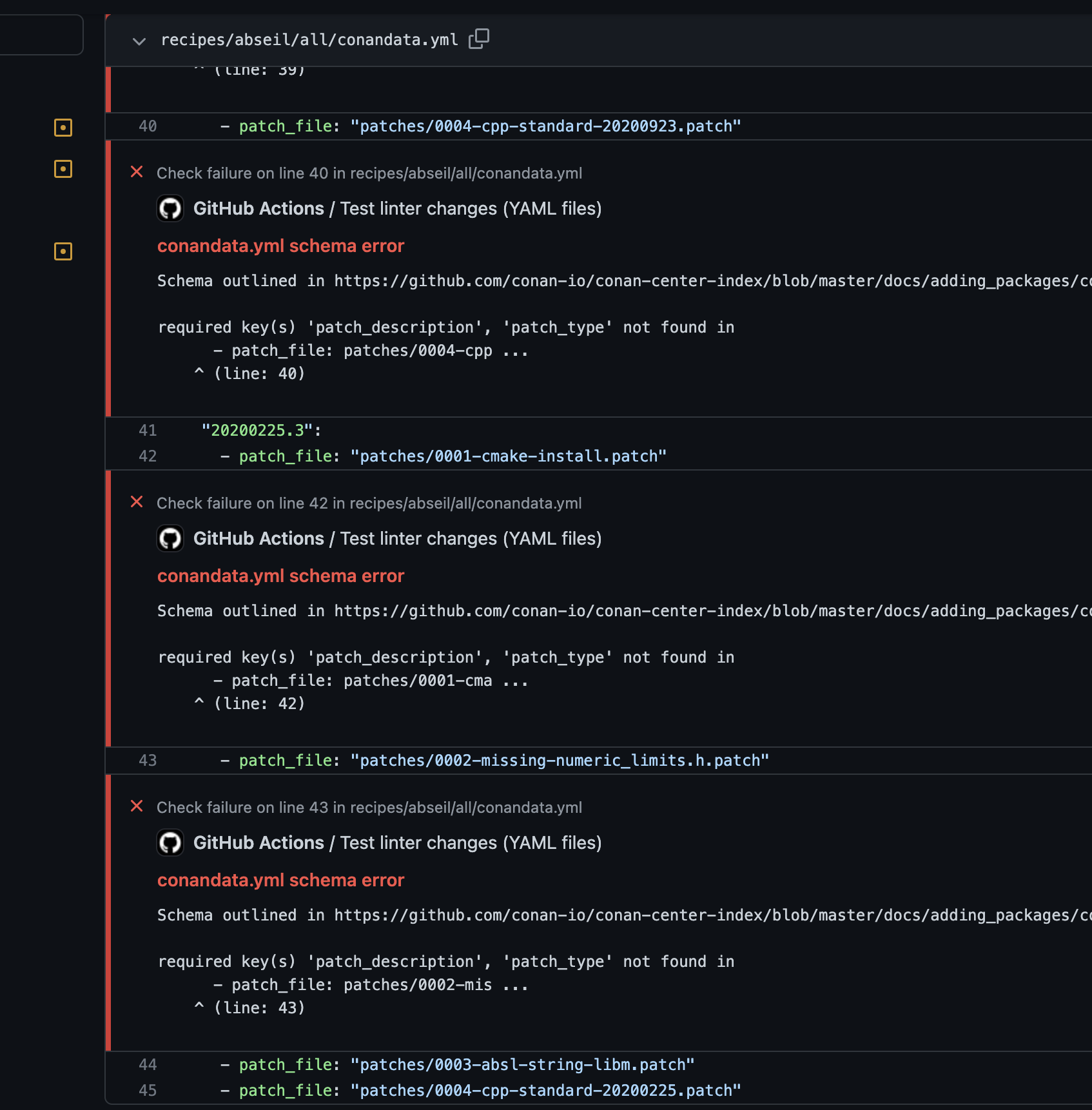 linter: improve conandata.yml linter output by prince-chrismc · Pull Request #14015 · conan-io ...