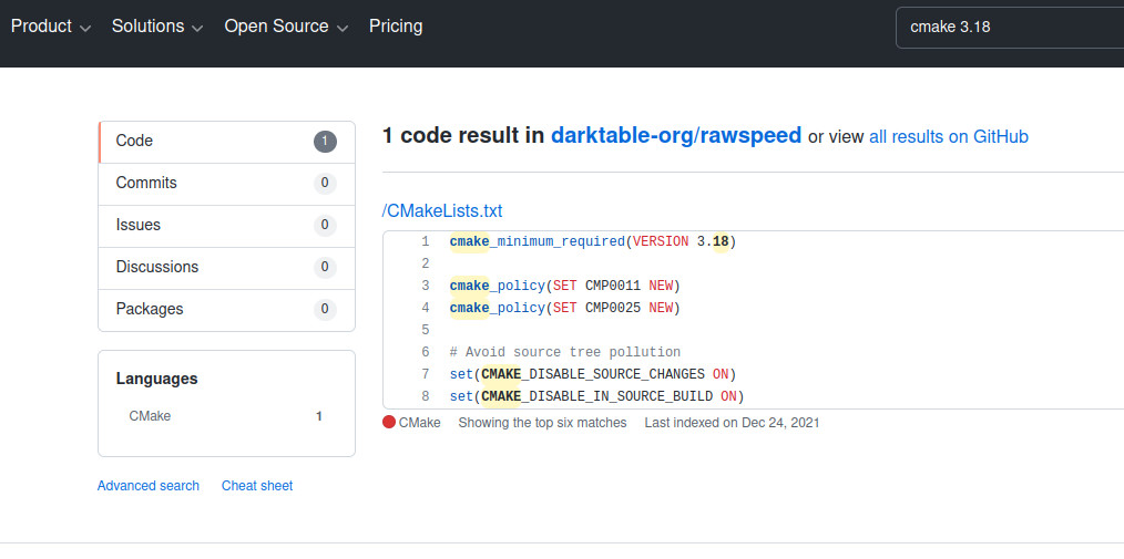 The change to needing cmake 3.18 prevents building darktable under Ubuntu 20.04 · Issue #400 ...