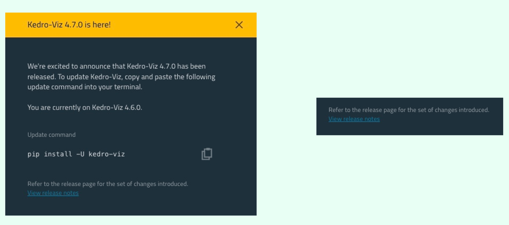 Missing correct styles on Viz update nudge · Issue #924 · kedro-org/kedro-viz · GitHub