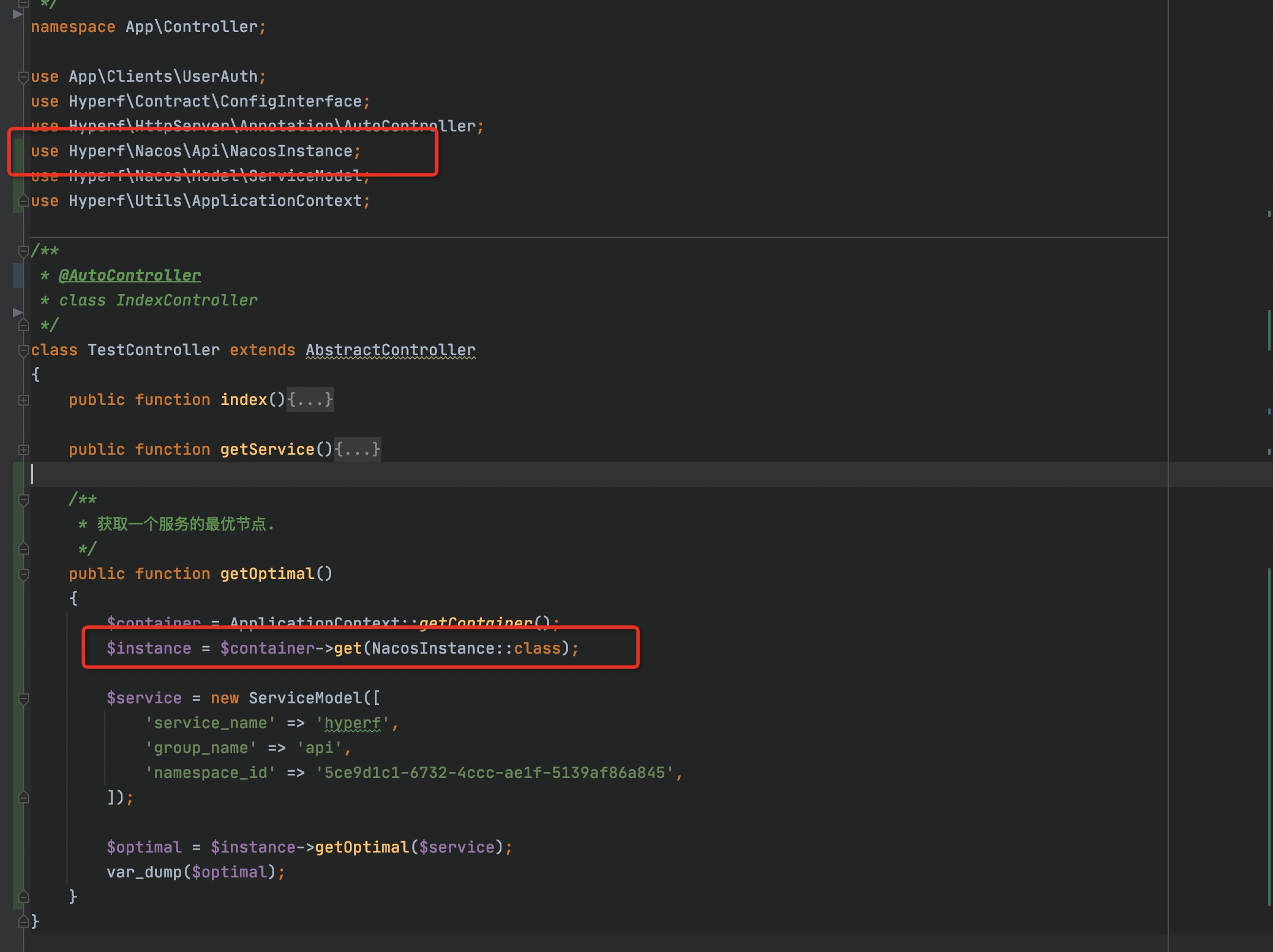 [QUESTION] nacos 文档获取一个最优节点 Call to undefined method Hyperf\Nacos\Instance::getOptimal() · Issue ...