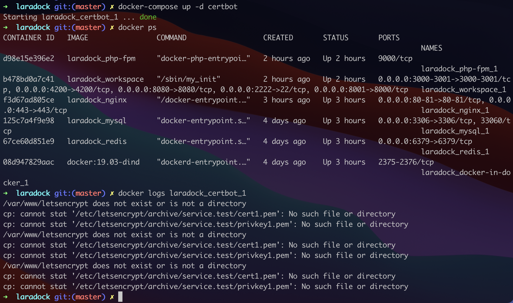 Certbot No Such File Or Directory · Issue 2679 · Laradock Laradock · Github