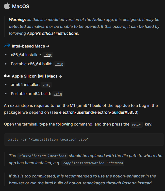 Apple M2, MacOS Ventura Beta 3 - Attempted to open the Apple Silicon .dmg for Notion Enhancer ...