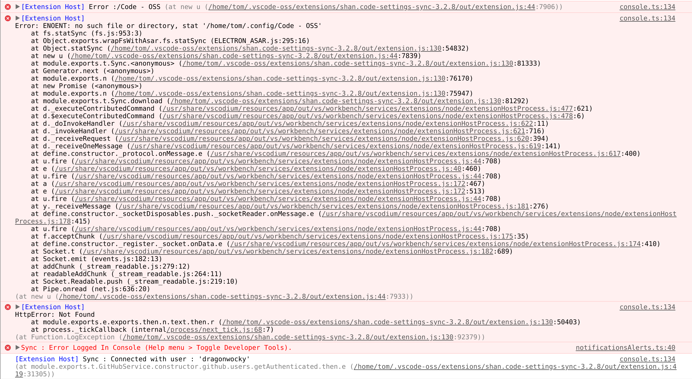 Can't find correct data folders when using with VS Codium · Issue #840 · shanalikhan/code ...