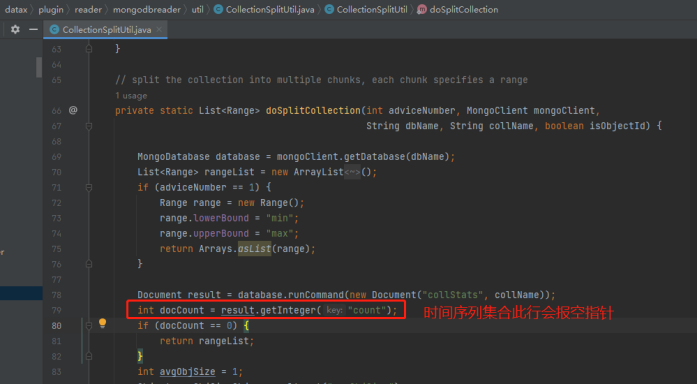 mongodb集合为时间序列集合（time series collection） 时，reader时，collStats获取集合的count时，报空指针 · Issue #1651 ...